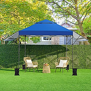 Yaheetech 10 x 17ft Pop Up Canopy with Awnings, Outdoor Canopy Tent, Heavy Duty Instant Beach Sun Shelter with Adjustable Dual Half Awnings & Wheeled Carry Bag, 4 Sandbags, One-Handed Set Up, Blue