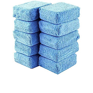 Autocare 10 Pack Car Wax Applicator Pad Rectangle Foam Premium Grade Microfiber Applicator Pads