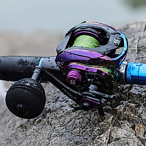 Sougayilang Baitcasting Reels - Colorful Fishing Reel, High Speed Baitcaster with 9+1 Ball Bearings, Gear Ratio 8.0:1, Magnetic Brake System Power Handle Casting Reels -Right Handed-Colorful