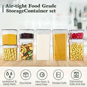 CLIFFBUCK 14 Pack Food Storage Containers With Lids Airtight Dry Plastic Kitchen Containers For Pantry Organizing Canisters BPA-Free