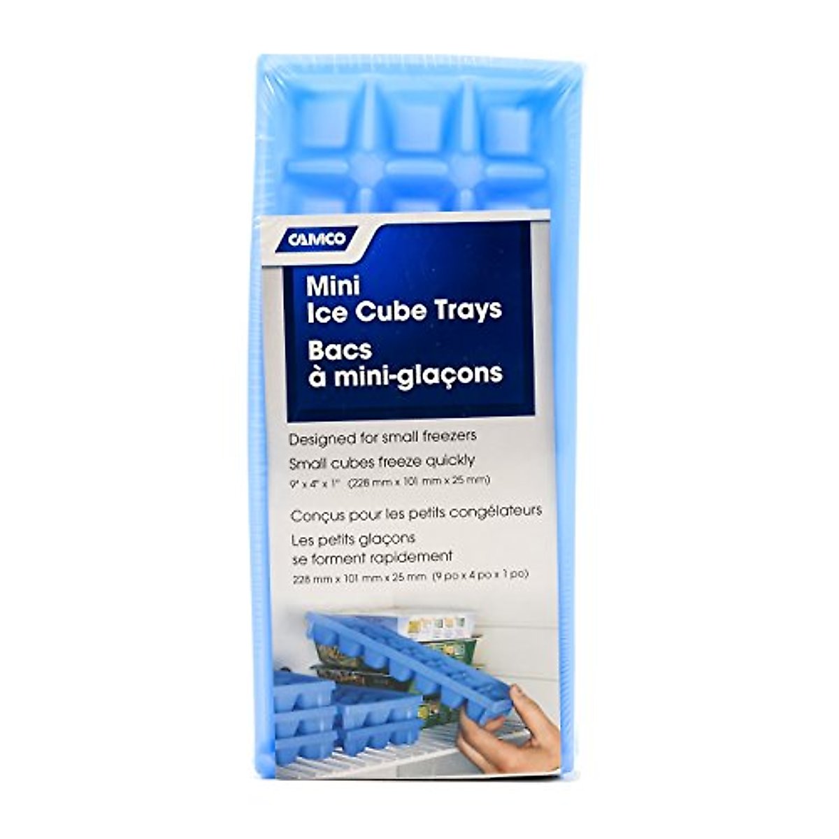 Camco Stackable Miniature Ice Cube Tray for Compact Spaces, 2-Pack (44100), Blue