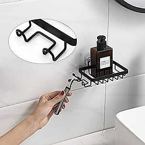 MBR FORCE Shower Caddy 3-Pack Adhesive Bathroom Shower Shelf, Large Capacity Stainless Steel Shower Organizer Shelves with Hooks, No Drilling, Rustproof, Wall Mount for Bathroom, Kitchen Black