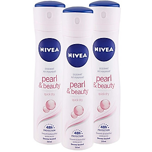 Nivea Longlasting 48 Hours Freshness Body Spray - Pearl & Beauty, 3 Packs x 150 ML / 5.07 Fl. Oz