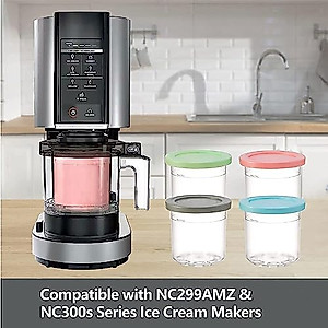 VRINO 2/4/6PCS Creami Pints, for Ninja Pints,16 OZ Ice Cream Containers with Lids Dishwasher Safe,Leak Proof Compatible NC301 NC300 NC299AMZ Series Ice Cream Maker,Green-2PCS