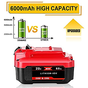 Upgraded DSANKE CMCB204 6000mAh 20V Lithium-ion Battery Replacement for Craftsman V20 Lithium Ion Battery CMCB204 CMCB204-2 CMCB202 CMCB202-2 CMCB201 Craftsman V20 Battery