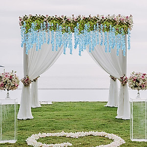 DearHouse 6 Pack 3.75 Feet/Piece Artificial Fake Wisteria Vine Ratta Hanging Garland Silk Flowers String Home Party Wedding Decor (Blue)