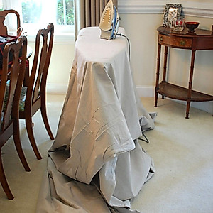 KINGORIGIN Grey White Canvas Drop Cloth, 9 X 12 Feet Canvas Tarp, Washable and Reusable Cotton Paint Tarp, Drop Cloths for Painting, Curtains, Furniture and Floor Protection