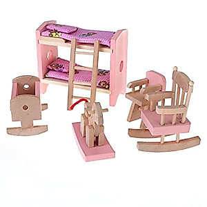 4 Set Dollhouse Furniture Kid Toy Bathroom Kid Room Bedroom Kitchen Set
