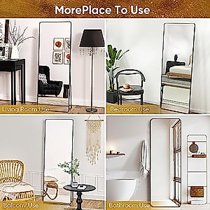 Antok Floor Mirror, 64"x21" Full Length Mirror with Stand, Full Length Wall Mirror, Glassless Mirror Full Length, Floor Mirror Freestanding, Wall Mounted Mirror for Bedroom Living Room, 64"x21"(Black)