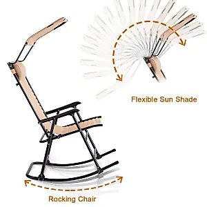 UYSB Folding Rocking Chair Beige Chair Rocking Chair Rocker Chair Rocker Camp Chair Rocker Recliner Rocking Camp Chair Rocking Chairs Outdoor Rocking Chair Swinging Camping Chair