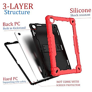 Onn 11 Tablet Pro Case with Tempered Glass Screen Protector SOATUTO Protective Cover with Kickstand Built in Shoulder Strap Shell Case for Onn Tablet Pro 11 2023 Model: 100110027 (Red+Black/1 Pcs)