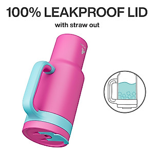 POWCAN 40 oz Tumbler with Handle, 2-in-1 Straw and Sip Lid, Leakproof, Dishwasher Safe, Insulated Stainless Steel Travel Coffee Mug, Keeps Cold for 34 Hours, Fits in Car Cup Holder (Barbie)