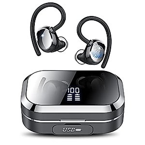 KT1 Ear Buds Wireless Earbuds V5.3 Bluetooth Earbuds 120Hrs Playtime, 4.7g Mini Size Painless Wear, IPX7 Waterproof, Deep Bass 2.0, Over-Ear Earbuds Wireless Bluetooth Headphones for Sport Running