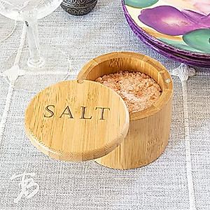 Totally Bamboo Salt Cellar Bamboo Storage Box with Magnetic Swivel Lid, 6 Ounce Capacity, "Salt" Engraved on Lid