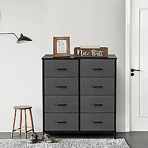 AZL1 Life Concept Storage Dresser Furniture Unit - Large Standing Organizer Chest for Bedroom, Office, Living Room, and Closet - 8 Drawer Removable Fabric Bins - Dark Grey