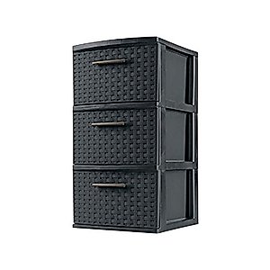 STERILITE 26306P02 Storage Tower, 3 Drawer, Espresso Weave, 15 x 12-5/8 x 24-in. - Quantity 2