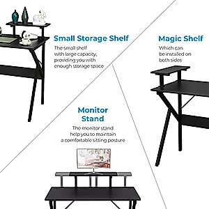GreenForest Home Office Desk with Monitor Shelf Computer Gaming Desk 47 inch Writing Study Table for Workstation, Black
