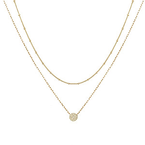 LOKLIFFAI Gold Dainty Choker Necklace Cz Pearl Pendant Necklace Chain Layered Necklace for Women