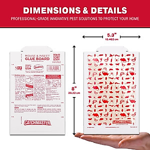 Catchmaster Mouse & Insect Glue Boards 12-Pk, Mouse Traps Indoor for Home, Bulk Glue Traps for Mice and Rats, Adhesive Boards for Inside House, Snake, Lizard, & Spider Trap, Pet Safe Pest Control
