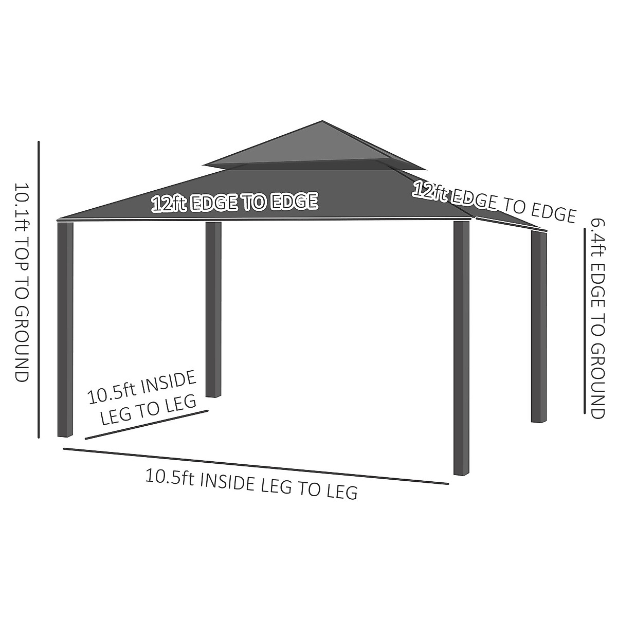 Outsunny 12' x 12' Hardtop Gazebo with Curtains and Netting, Permanent Pavilion Metal Double Roof Gazebo Canopy with Aluminum Frame and Hooks, for Garden, Patio, Backyard, Brown
