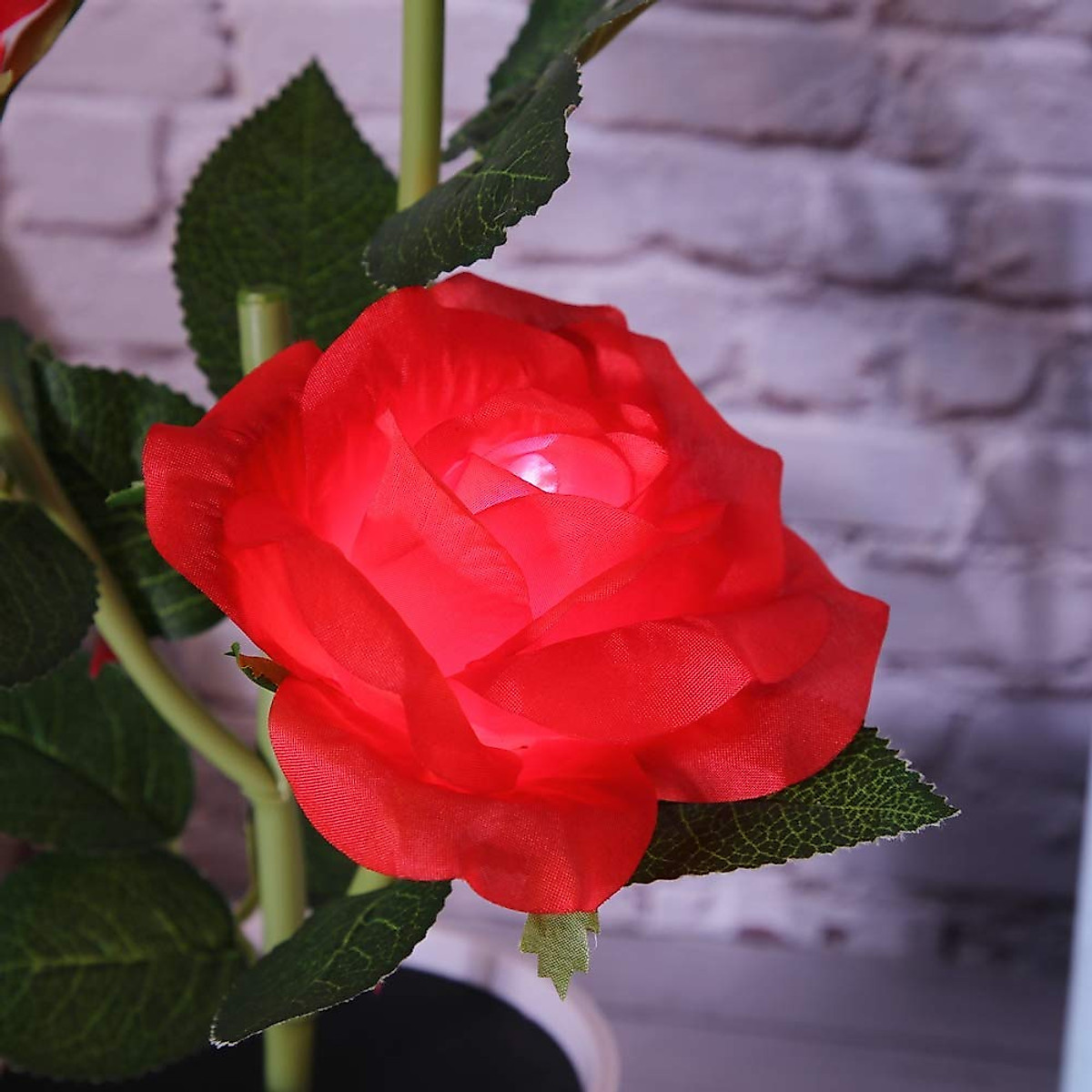 Fdit Artificial Rose 3LED Lamp Solar Simulation Flower Light for Home Garden Yard Lawn Path Way Party Decorative