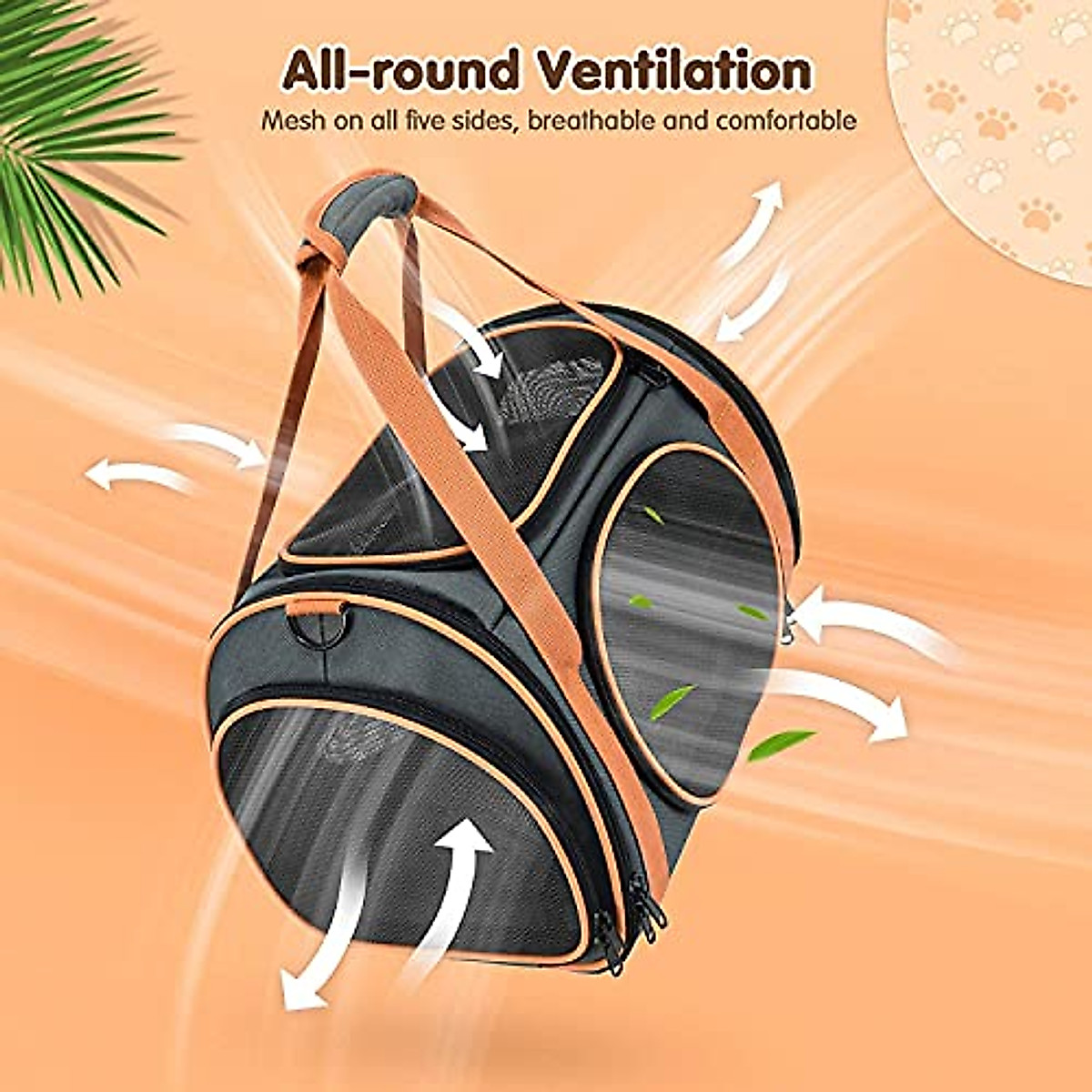 OKMEE Cat Carrier TSA Airline Approved with Ventilation for Small Medium Cats Dogs Puppies, Dog Carrier with Big Space, 5 Mesh Windows, 4 Open Doors for Comfortable Travelling.