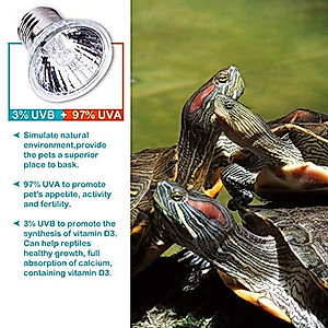 K JINGKELAI UVA UVB Reptile Light 50W UVA + UVB Full Spectrum Sun Lamp UV Heating Lamp for Turtle Aquarium Aquatic Reptile Lizard,E27/E26 Base,110V,50W,Pack of 6
