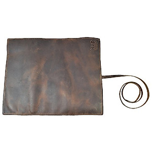 Hide & Drink Rustic Leather Pencil Artist Craft Roll Organizer Soft Wrap Handmade Bourbon Brown