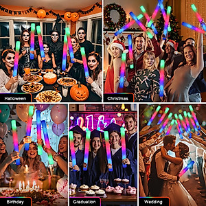 wellent 64 Foam Glow Sticks, LED Foam Sticks, Foam Light Up Sticks with 3 Mode Colorful Flashing, Bulk Glow Sticks,Glow Party Supplies Glow Wands for Wedding, Birthday, Concert, Halloween Glow Party