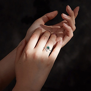 MUSECLOUD 925 Sterling Silver Birthstone Rings for Mothers Teardrop CZ Engagement Rings Adjustable Cubic Zirconia Thumb Open Rings for Women (Silver-May)