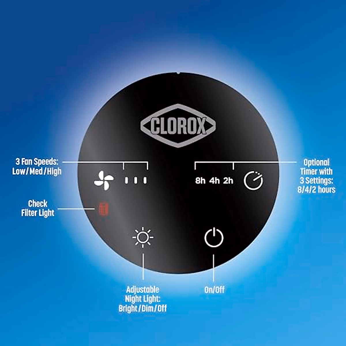 Clorox Air Purifiers for Home, True HEPA Filter, Small Rooms Up to 200 Sq Ft, Removes 99.9% of Mold, Viruses, Wildfire Smoke, Allergens, Pet Allergies, Dust, AUTO Mode, Whisper Quiet