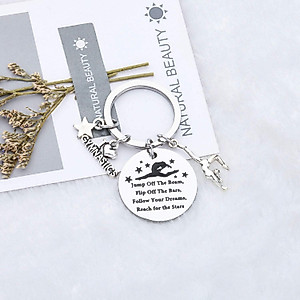WSNANG Gymnastics Team Gifts Jump Off The Beam Flip Off The Bars Follow Your Dreams Reach For The Stars Keychain (Reach for the Stars KC)