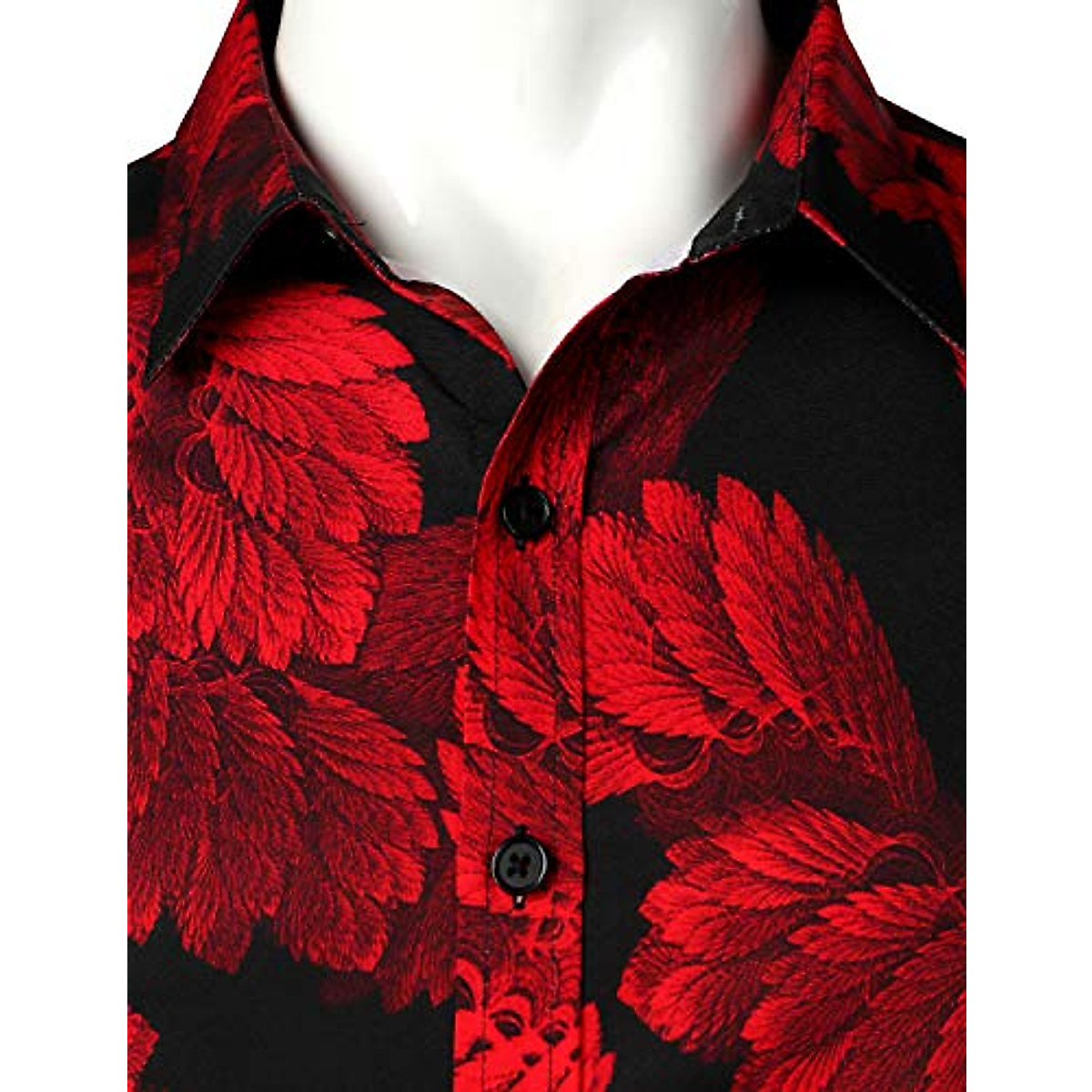 ZEROYAA Men's Hipster Urban Design 3D Printed Slim Fit Long Sleeve Button Up Dress Shirts ZLCL30-Red XX-Large