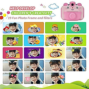 Instant Print Digital Kids Camera,Selfie 1080P Video Camera for Kid with 180° Rotating Len,32GB TF Card,Print Paper,Color Pens Set,Rechargeable Toy Camera for 3-12 Years Old Girls Boys Birthday (Pink)