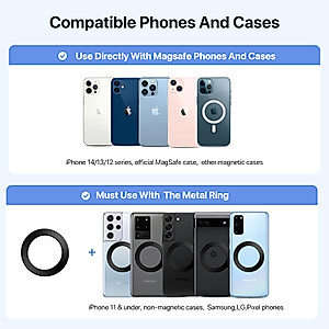 Miracase Fits for MagSafe Car Mount, [Upgraded Suction& Long Arm] Magnetic Phone Holder for Car Dashboard Windshield Vent Compatible with iPhone 15/14/13/12, Samsung and All Phones