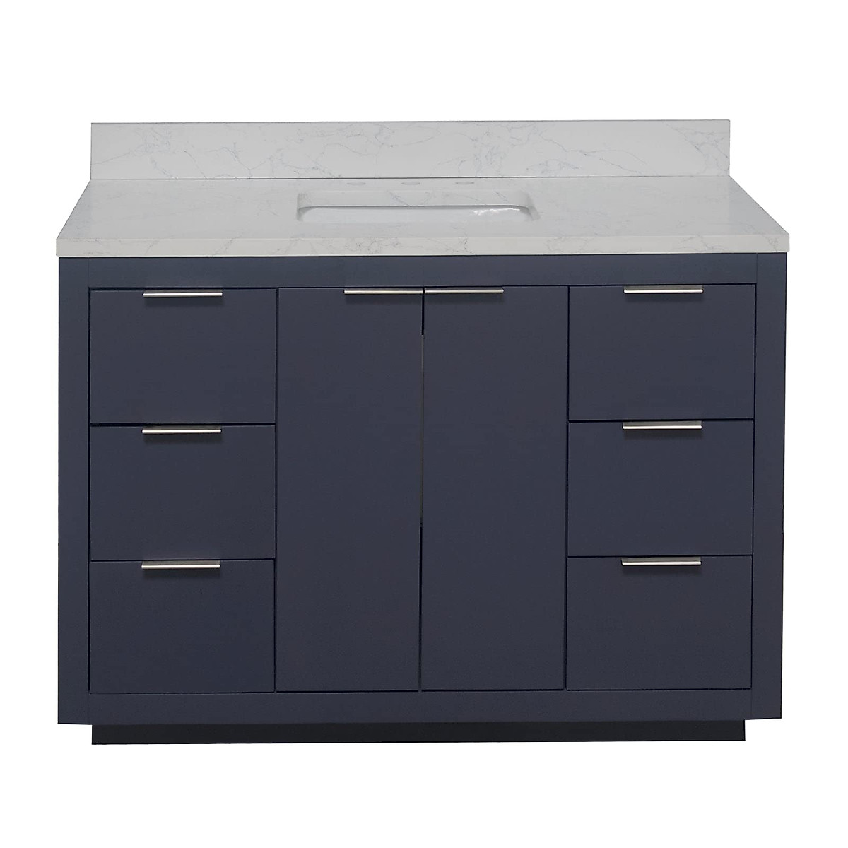 Stockholm 48-inch Bathroom Vanity (Engineered Marble/Marine Gray): Includes Marine Gray Cabinet with Engineered Marble Countertop and White Ceramic Sink