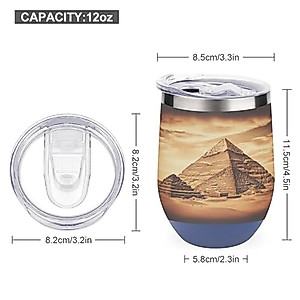WYUSPGK 304 Stainless Steel Insulated Cup, Vintage Great Egyptian Pyramid Print Smooth Rim, Durable & Reusable - Perfect for Office, Home, And Travel