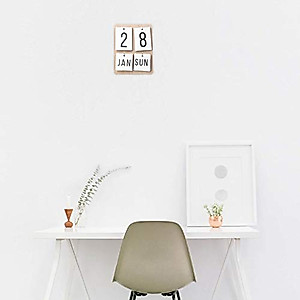 Garneck Wooden Desktop Calendar Wall Hanging Calendar Manual Perpetual Calendar Planner Schedule Year Calendar for Desk Top Office Home Decoration (White)