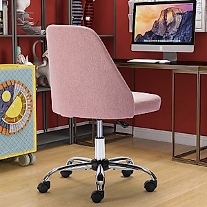 Home Office Chair, Mid-Back Armless Twill Fabric Adjustable Swivel Task Chair for Small Space, Living Room, Make-up, Studying