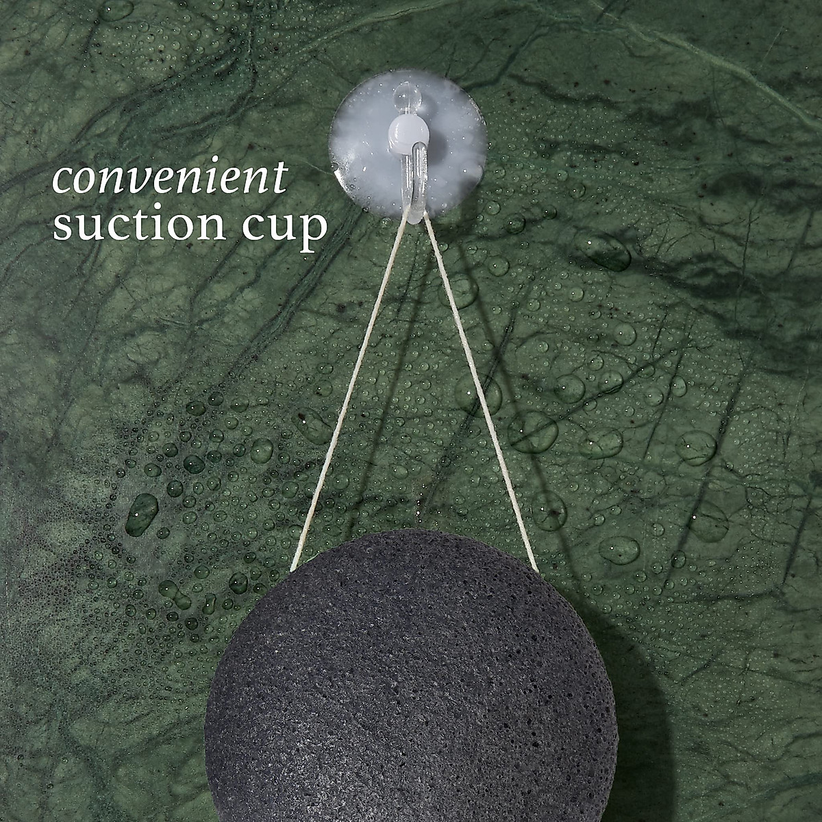 Julep Single Konjac Sponge - Face - Skin-Clarifying Charcoal Gentle Exfoliating Cleansing Tool with Convenient Suction Cup Hook