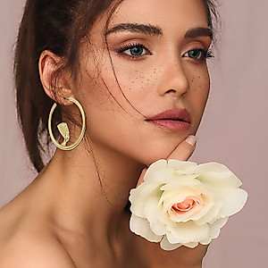 RechicGu 8 Pairs Women Egyptian Ancient Costume Dangle Set Earrings Cross Snake Hoop Studs Drop Vintage Jewelry Accessory Statement Polish Gold…