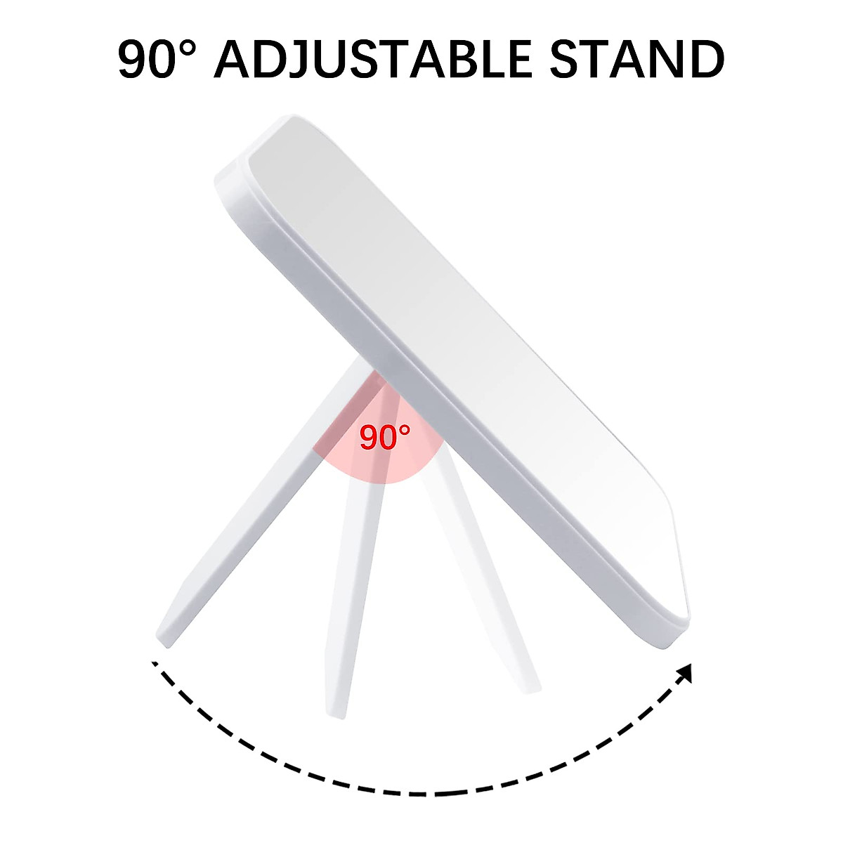 Ymemok Desktop Makeup Mirror, 8 Inch Portable Mirror, Simple Folding Makeup Mmirror with Stand, Standing Wall Hanging Double-Duty White