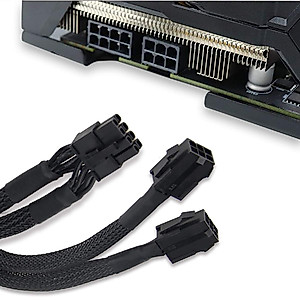 Dual 6 Pin Female to 8 Pin Male, GPU Power Adapter Cable 7.8inch Braided Sleeved, GPU Video Graphics Card Power Cable Connector