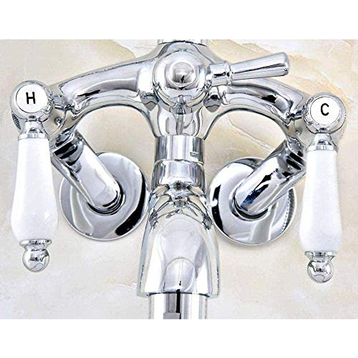 NZDY Faucet Polished Chrome Wall Mount Clawfoot Bathroom Tub Faucet Hand Shower Bathtub Mixer Tap Set