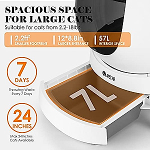 Automatic Cat Litter Box,APP Remote Control Self Cleaning Cat Litter Box,Health Tracking/57L Large Space/Safety Protection/Odor Removal/Easy to Maintain Smart Kitty Robot Litter Box for Multiple Cats