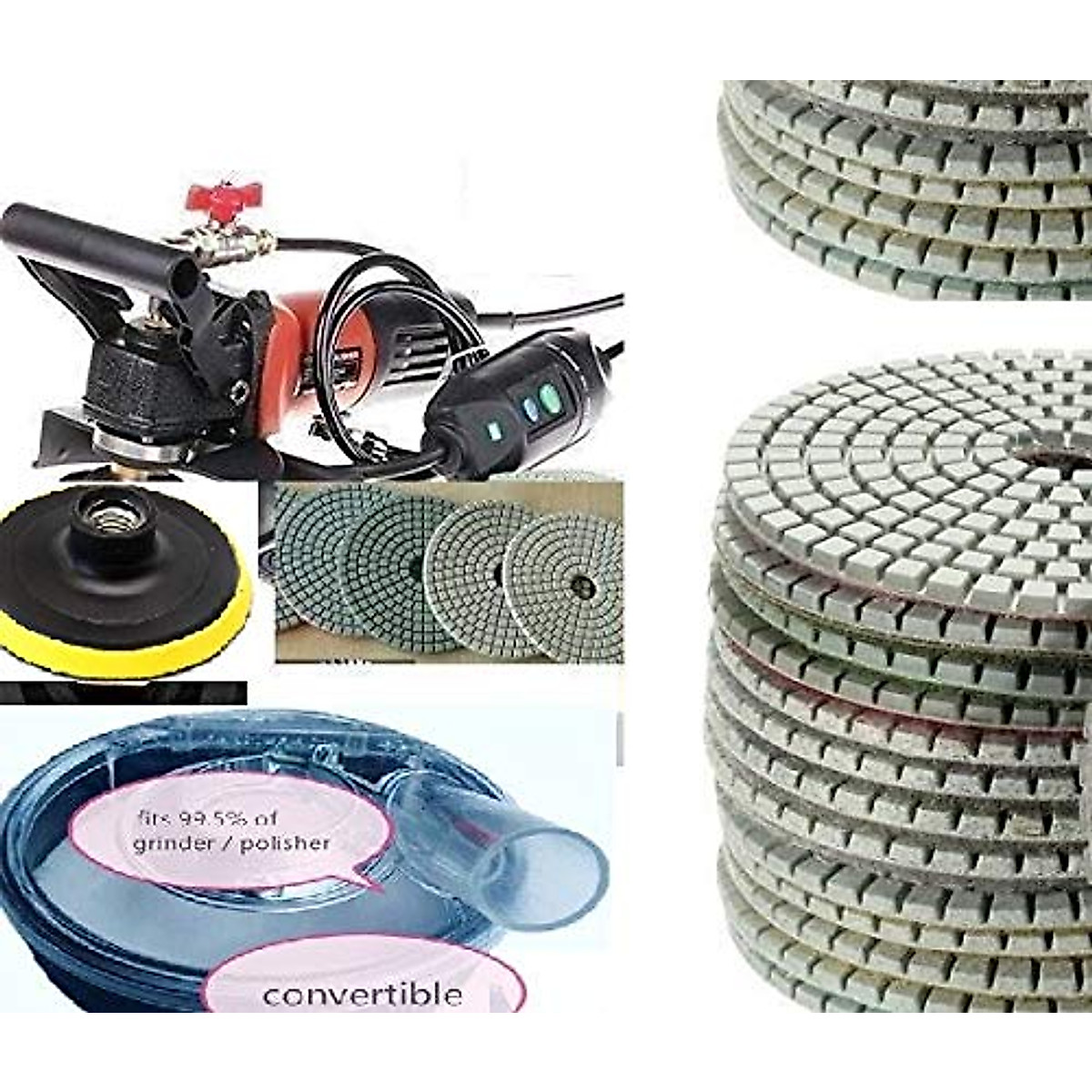 Wet Polisher Dust Shroud 5" / 125 mm Polishing Pad 25+1 Pieces Granite Marble Concrete Sander Glass Vacuum Shroud dust Control