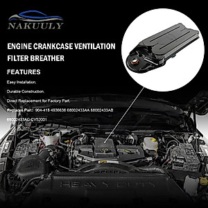 Nakuuly CV52001 Crankcase Ventilation Filter Breather Element Compatible with Dodge Ram 2500 3500 4500 5500 6.7L ISB Diesel 2008-2021, Ford F650/ 750 Replaces # 904-418 68002433AC 4936636