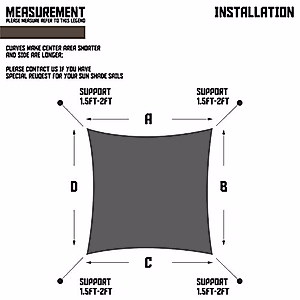 TANG Sunshades Depot 10'x10' Brown Sun Shade Sail with 6" in Hardware Kit 180 GSM Square U*V Block Durable Fabric Outdoor Canopy Patio Garden Yard Pergola Kindergarten Playground Custom
