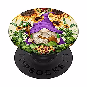 Mystic Gnome Witch In Purple Wizard Outfit For Sunflower Mom PopSockets Swappable PopGrip