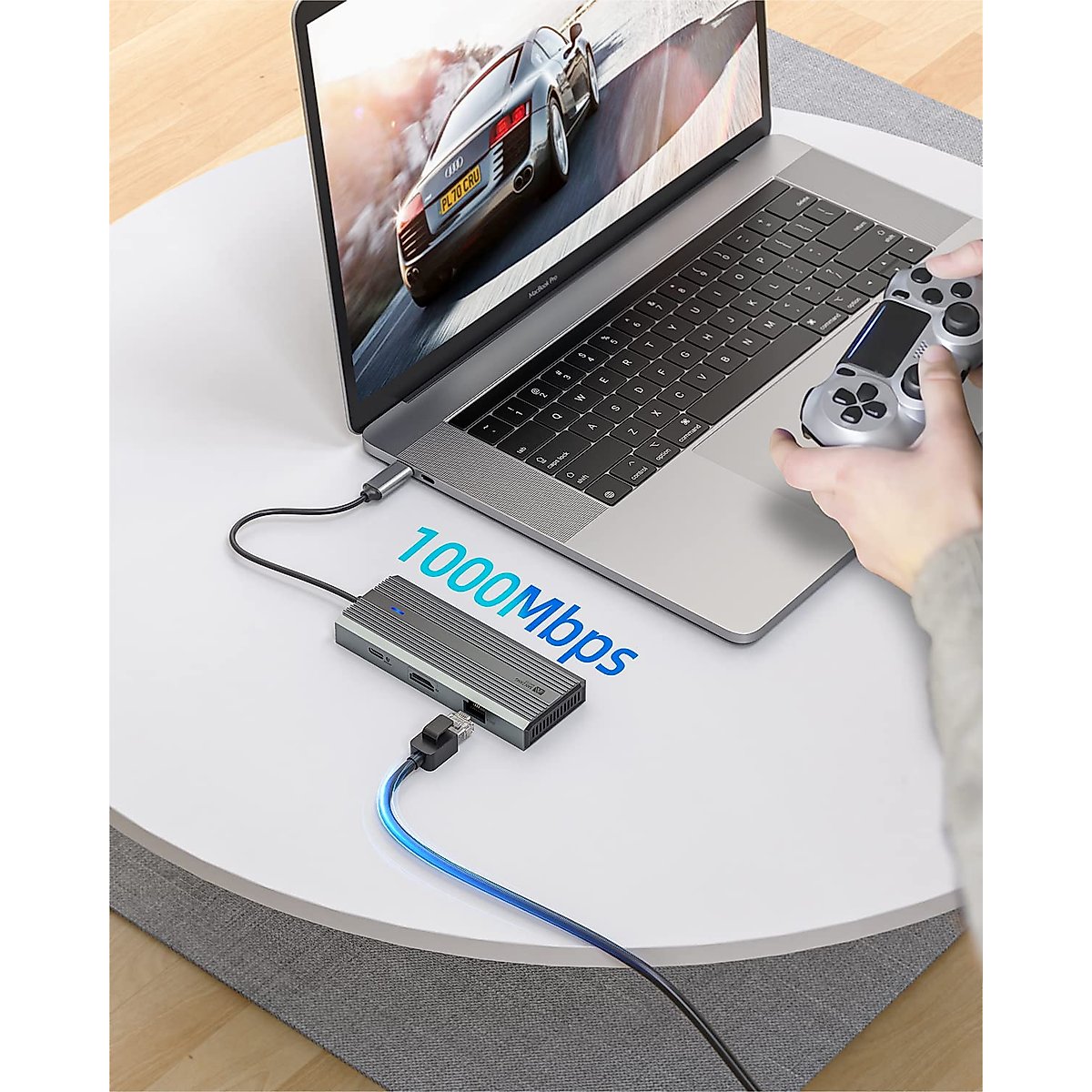 USB C Hub, SANZANG 8 in 1 USB-C Docking Station to HDMI Adapter, 4K@60Hz HDMI, 1Gbps Ethernet,100W Pass-Through Charging, SD/TF Card Slot,5Gbps 3.0 High Speed for MacBook